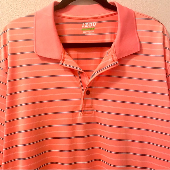 Izod | Shirts | Izod Mens Perform X Orange Stripe Golf Polo Xxl | Poshmark